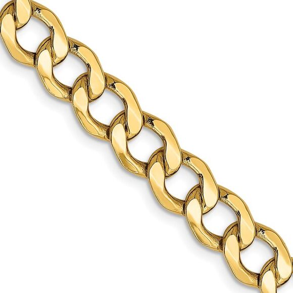 Kazi Luxury | Jewelry | 4k Yellow Gold 18 Inch 7mm Semisolid Curb With ...